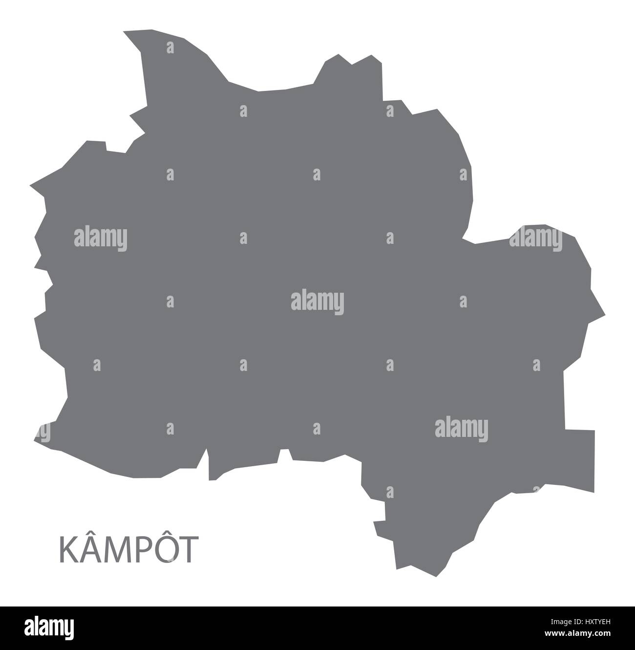 Kampot Cambodia province map grey illustration silhouette Stock Vector ...