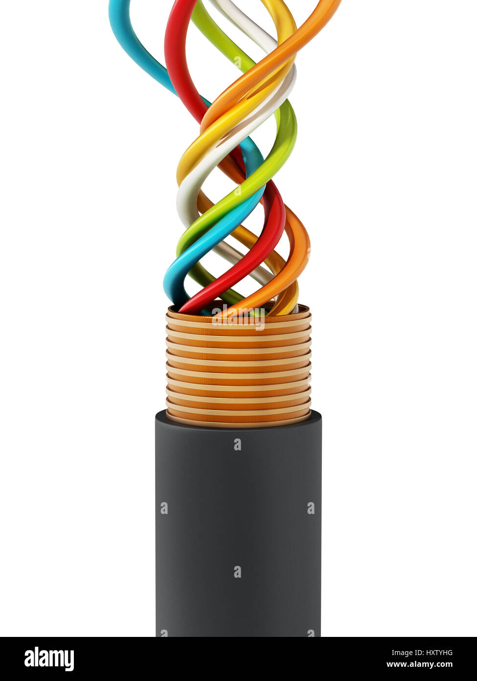 Multi-colored phone wire isolated on white background. 3D illustration ...