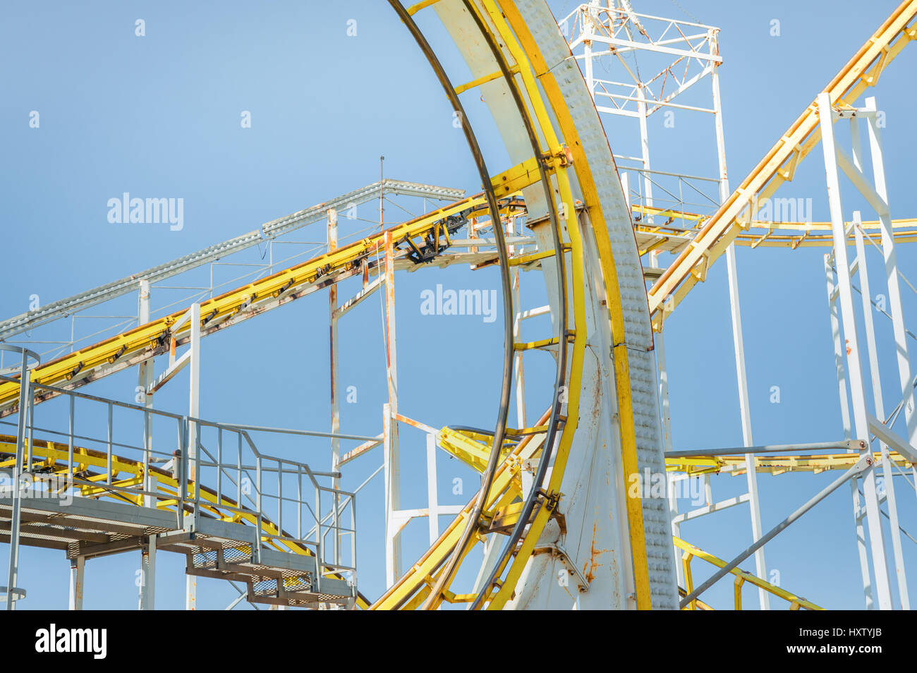 elements of a steel framed theme park ride Stock Photo - Alamy