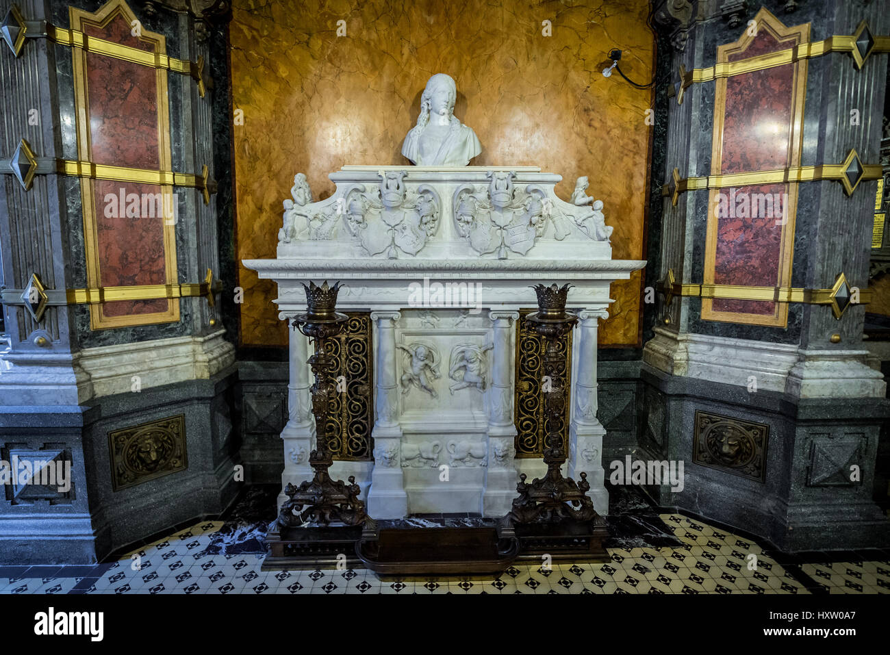 Alabaster sculpture in Reception Hall in Peles Palace, former royal ...