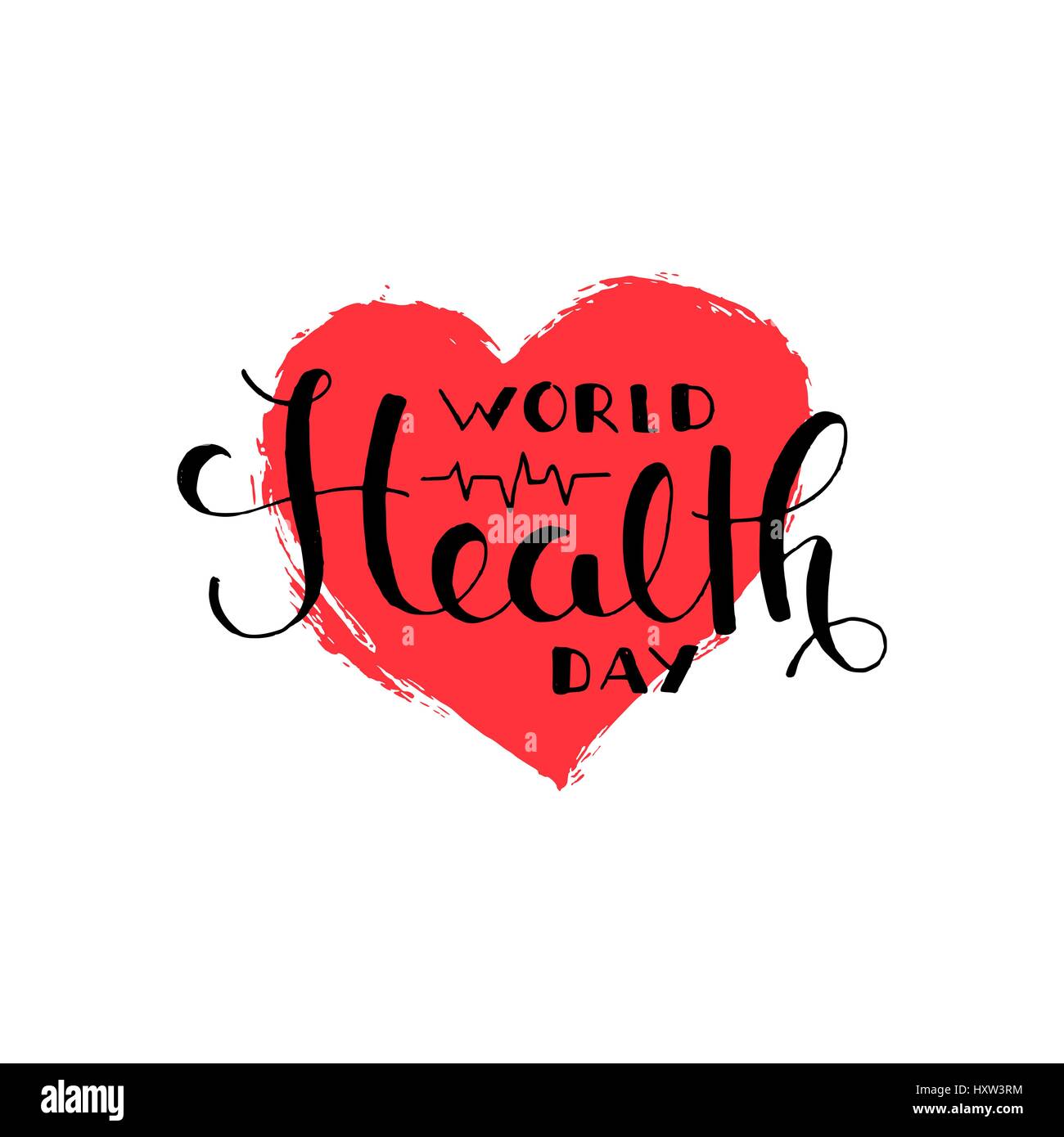World health day brush pen handwritten lettering. Modern vector hand ...