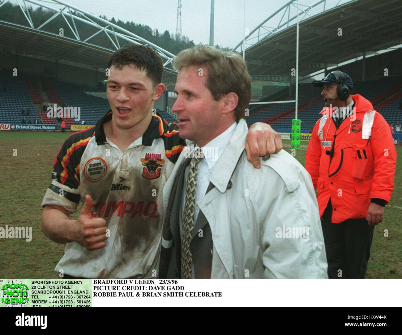ROBBIE PAUL & BRIAN SMITH CELEBRATE BRADFORDS WIN 23 March 1996 Stock ...