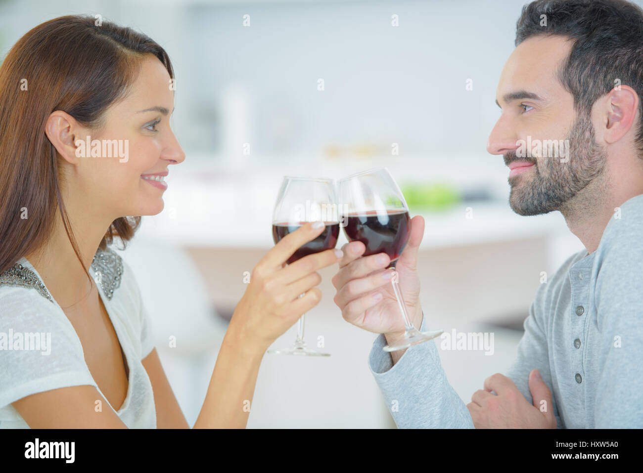happy young couple having lanch Stock Photo - Alamy