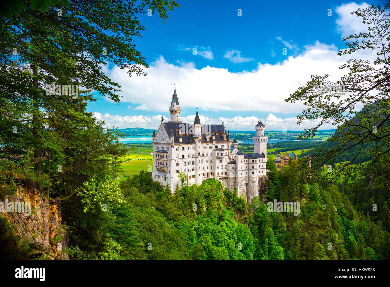 Picturesque nature landscape with Neuschwanstein Castle. Germany Stock ...