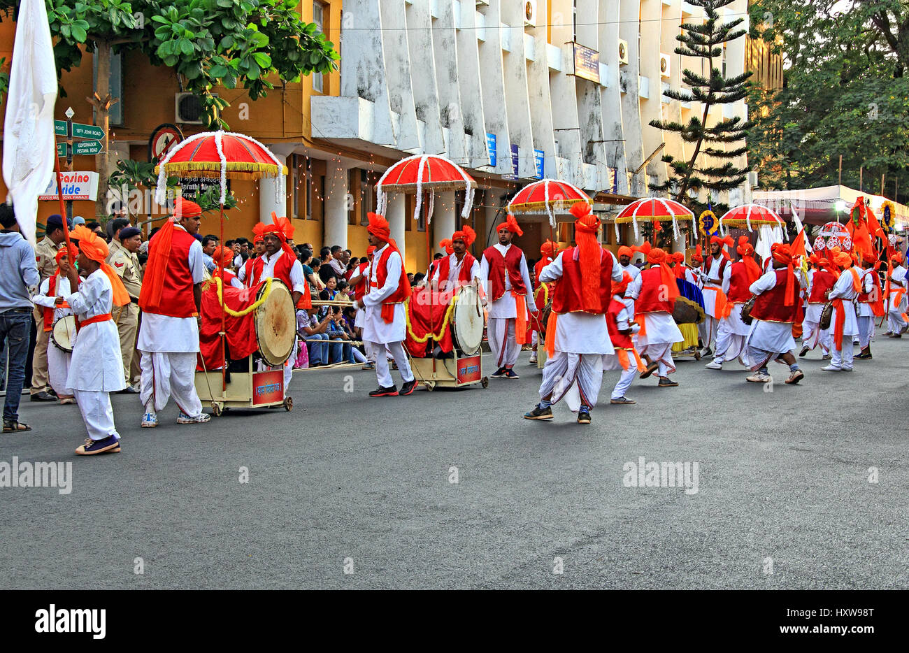 Cultural and dance procession by local drum troupe at the traditional ...