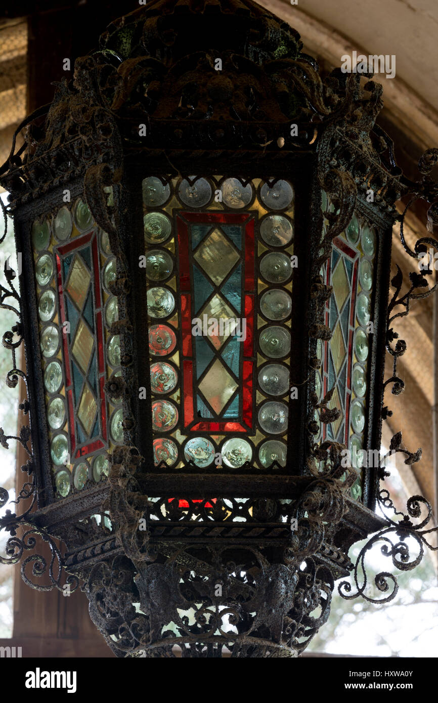 Lamp in the south porch of St. Peter`s Church, Wolferton, Norfolk ...
