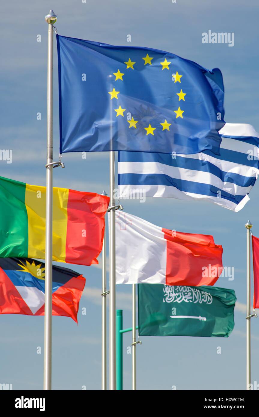 set of european union flags and various countries Stock Photo - Alamy