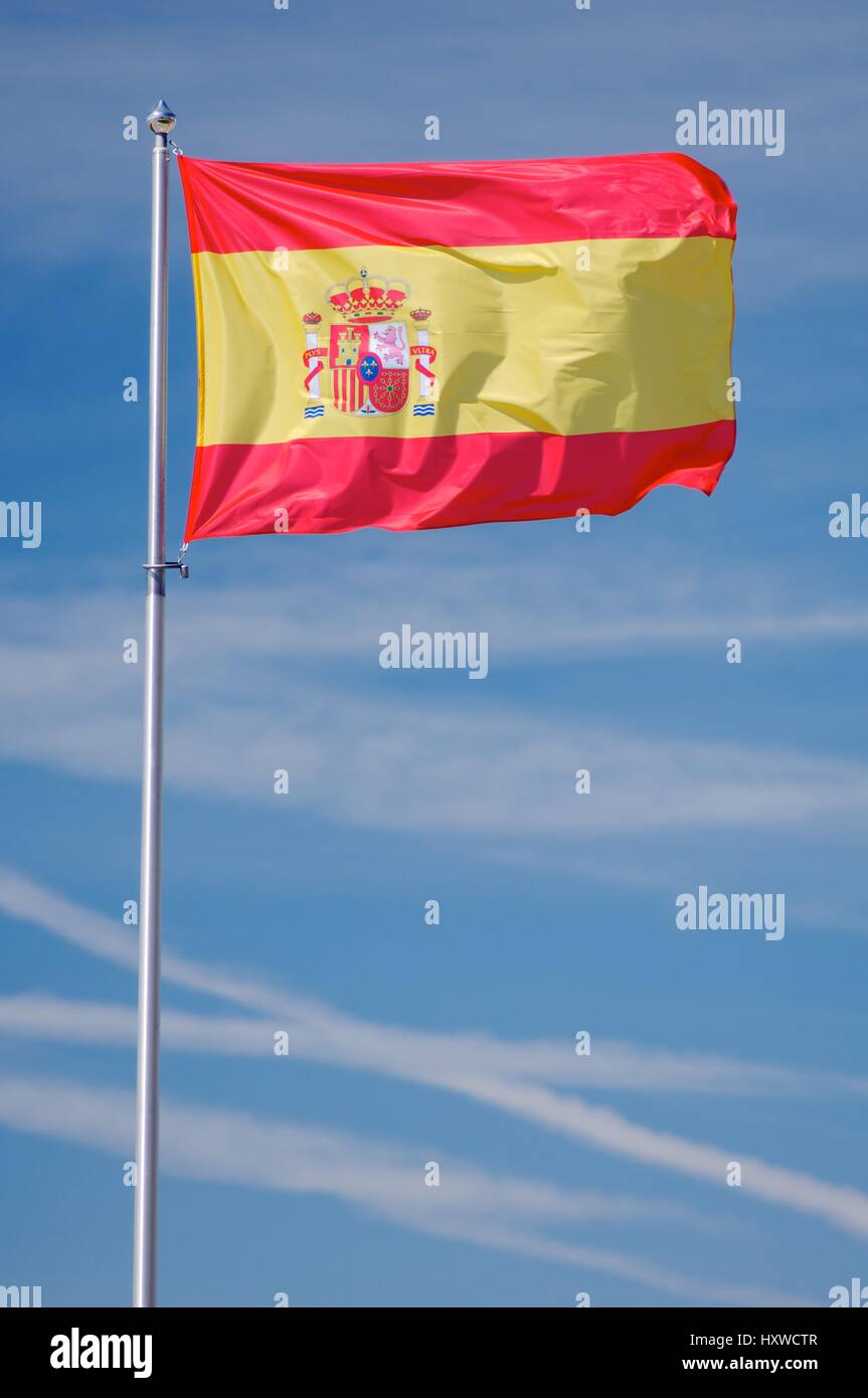 close up of the Spanish flag waving Stock Photo - Alamy
