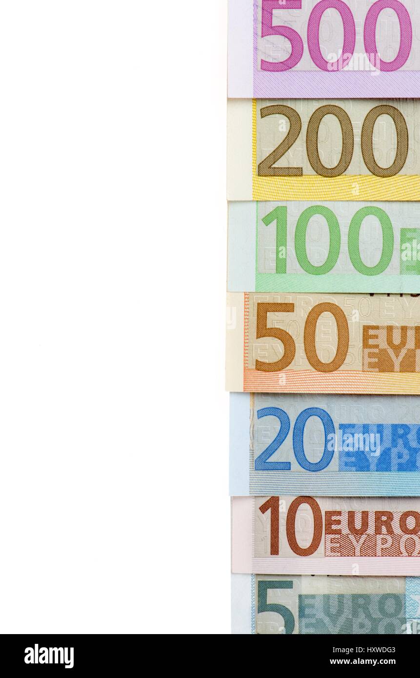 view of a group of all euro banknotes Stock Photo - Alamy