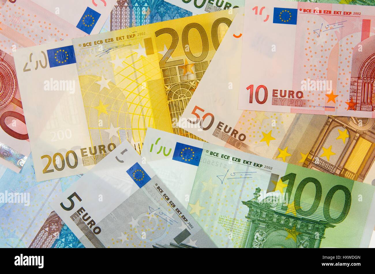 view of group of European banknotes Stock Photo - Alamy