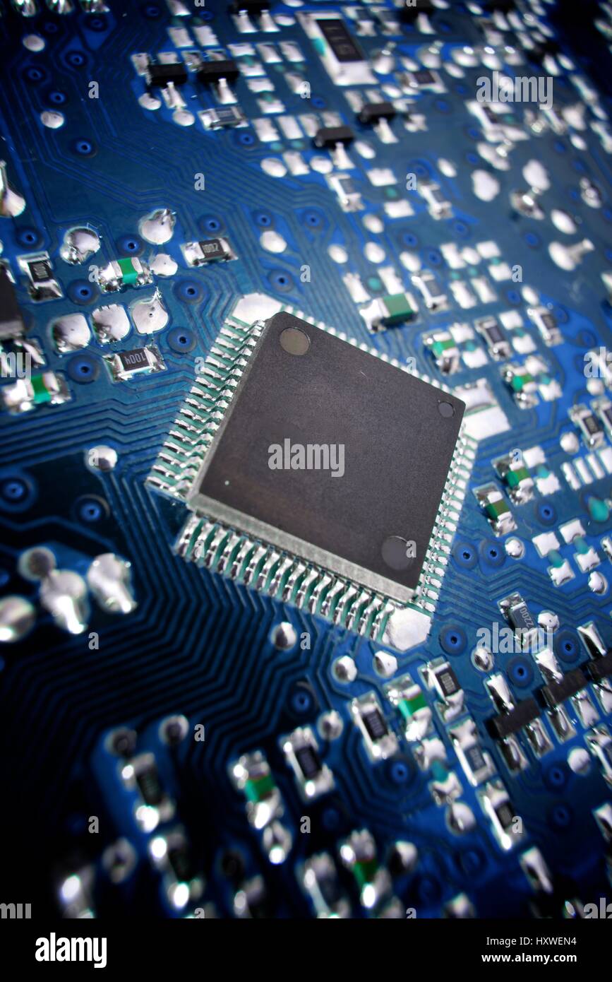 Closeup of a chip in an integrated circuit Stock Photo - Alamy