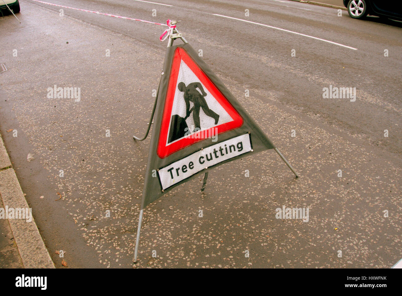 tree cutting warning signs Stock Photo - Alamy
