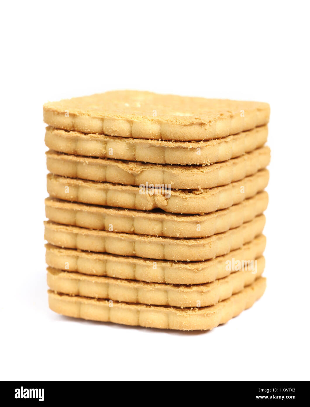 Stack of square cookies isolated on white background Stock Photo - Alamy