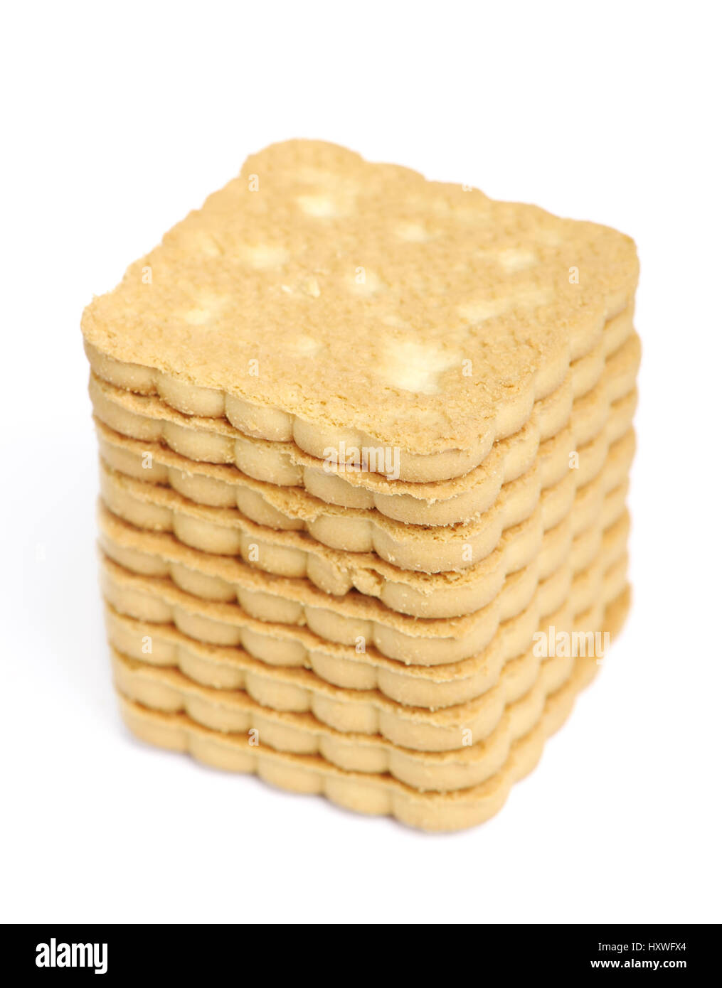 Stack of square cookies isolated on white background Stock Photo - Alamy