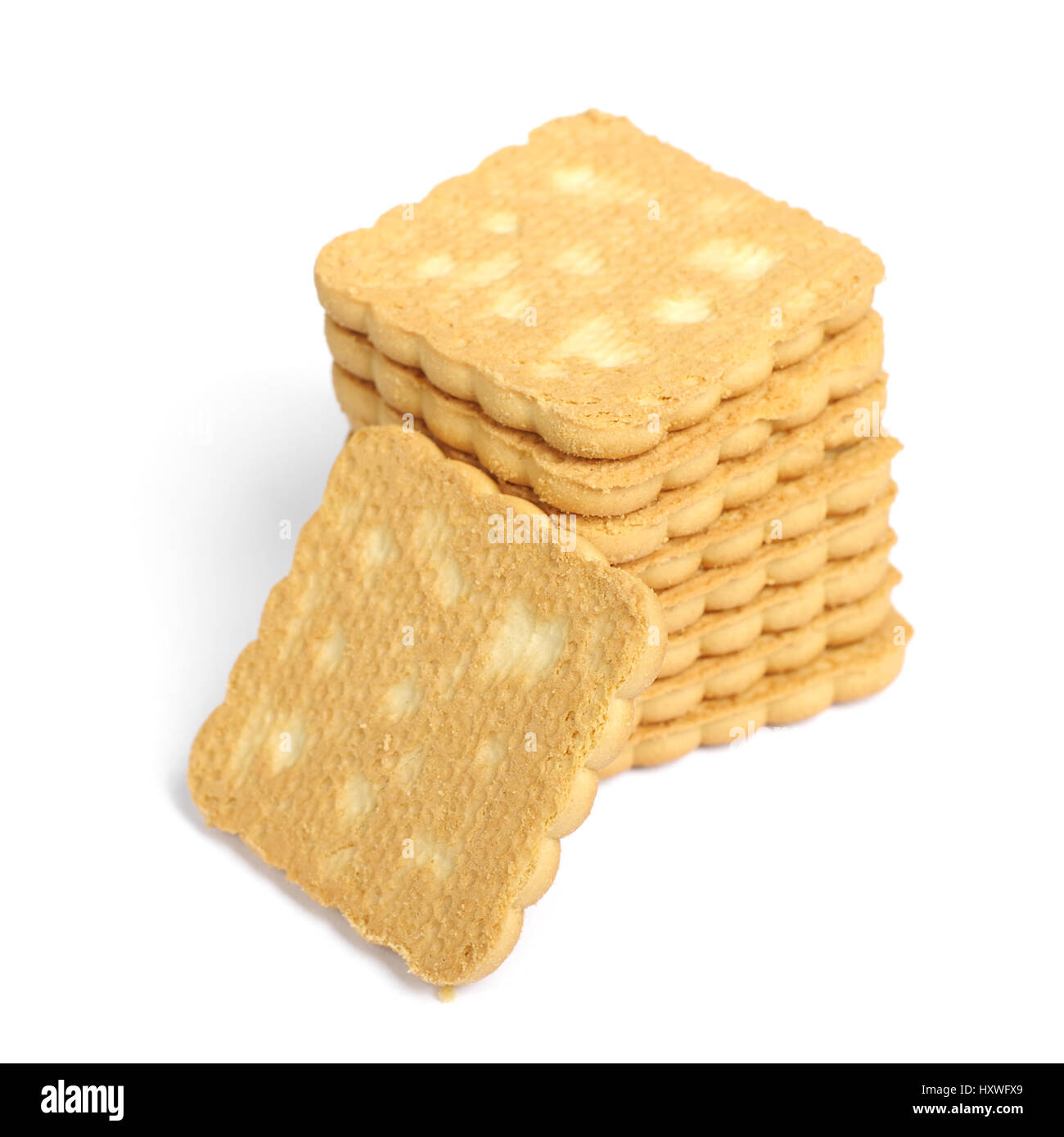 Stack of square cookies isolated on white background Stock Photo - Alamy