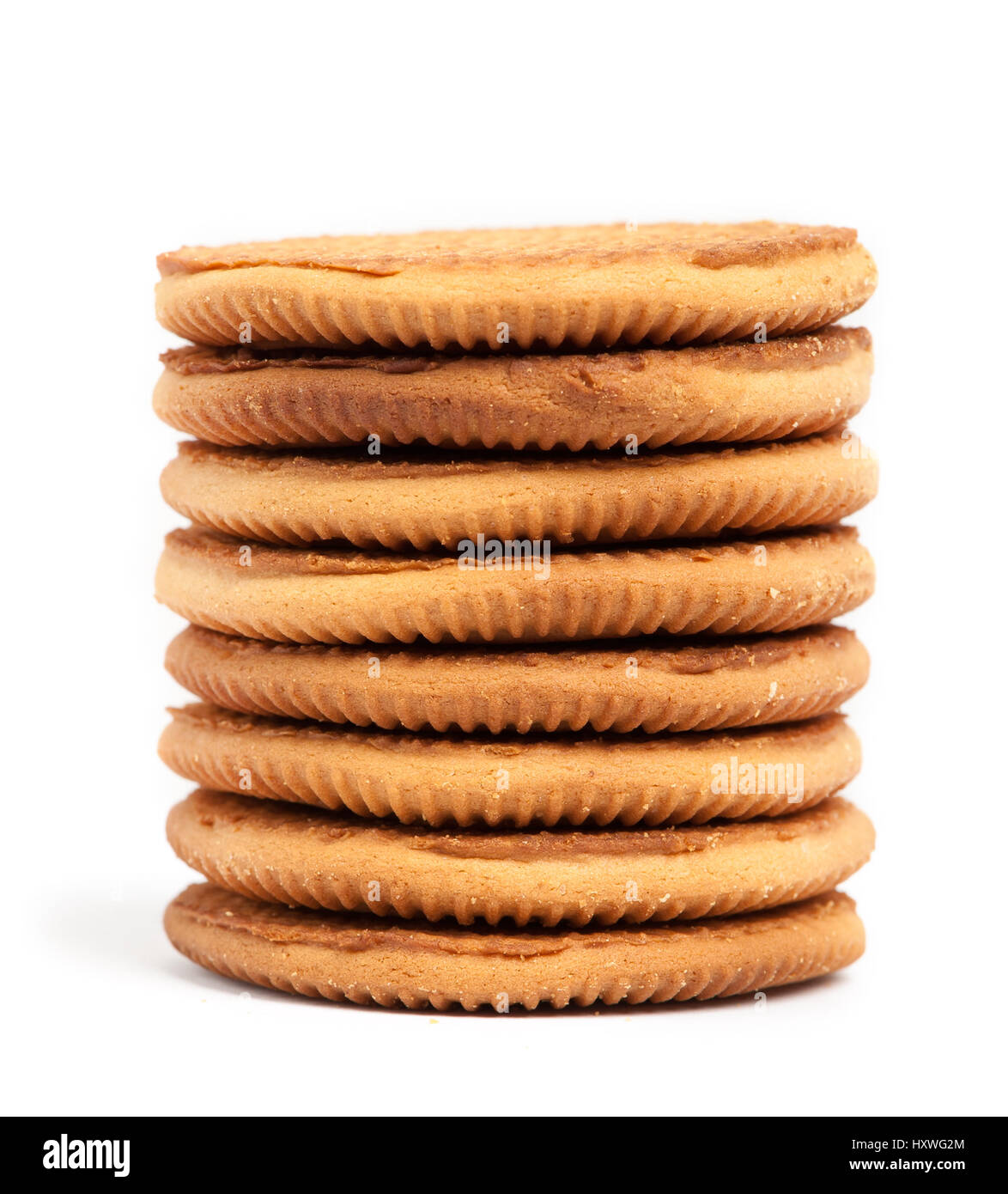 Cookies in stack isolated on white background Stock Photo - Alamy