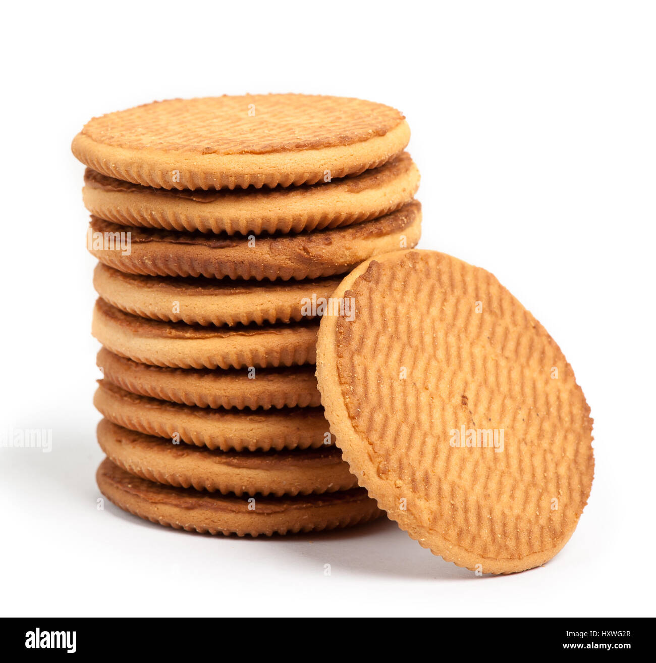 Cookies in stack isolated on white background Stock Photo - Alamy