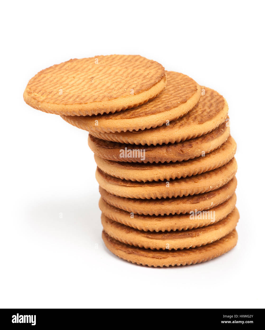 Cookies in stack isolated on white background Stock Photo - Alamy