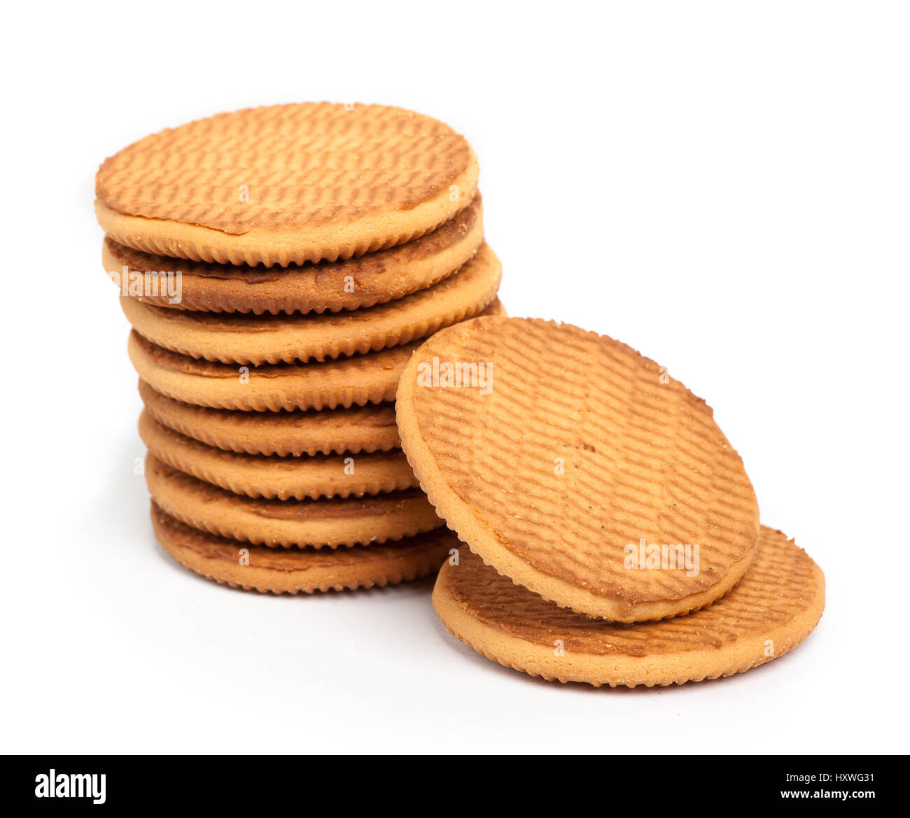 Cookies in stack isolated on white background Stock Photo - Alamy