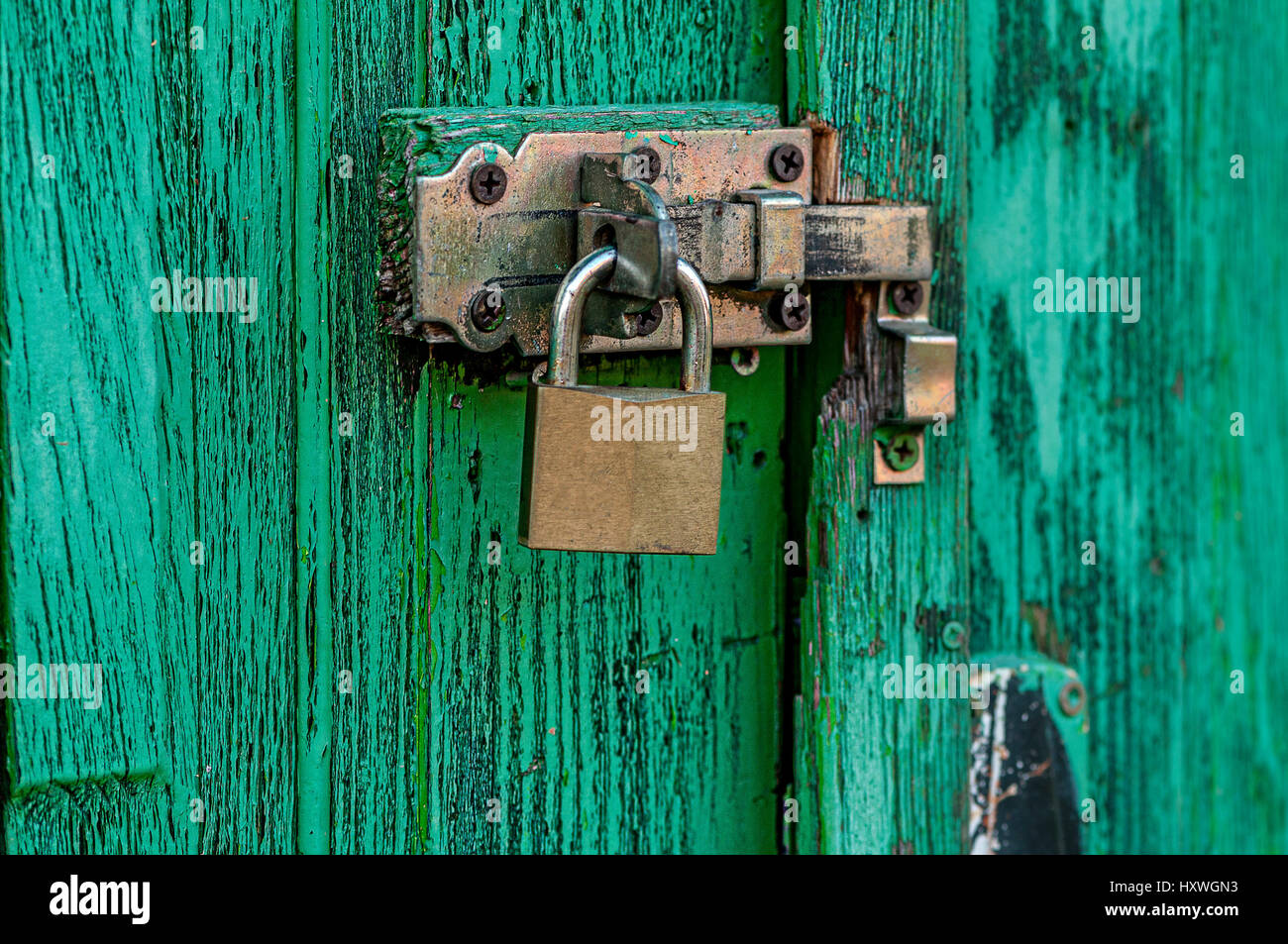 Old lock on a weathered door. Texture background Stock Photo - Alamy