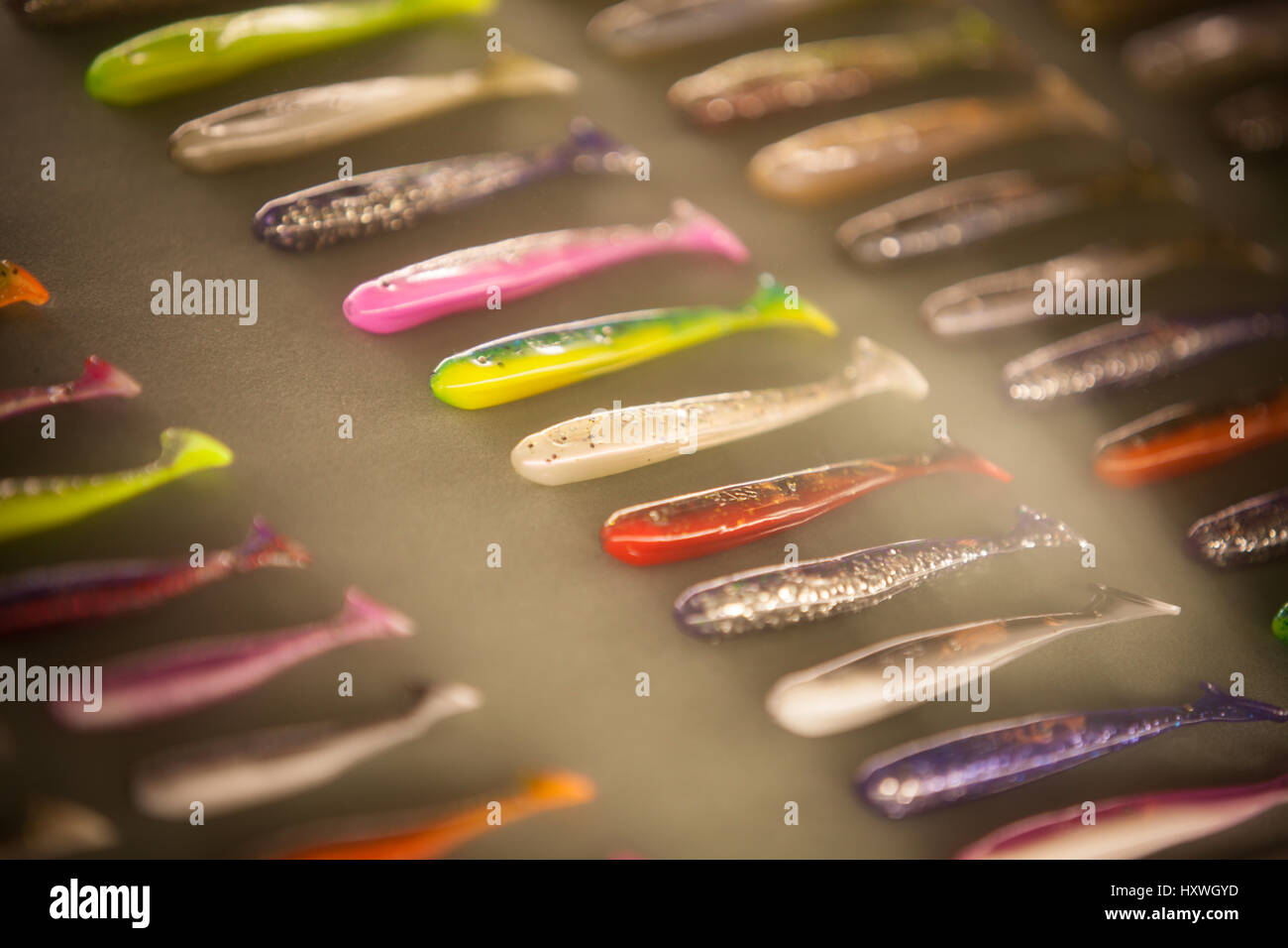 Close up shot of many jelly fishing lures Stock Photo - Alamy