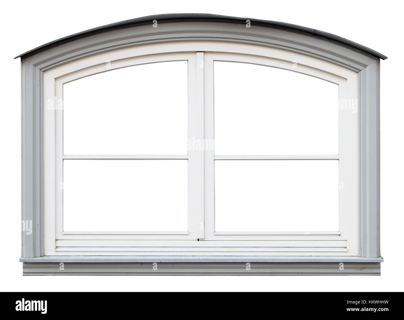 The isolated white arch small modern wooden window Stock Photo - Alamy