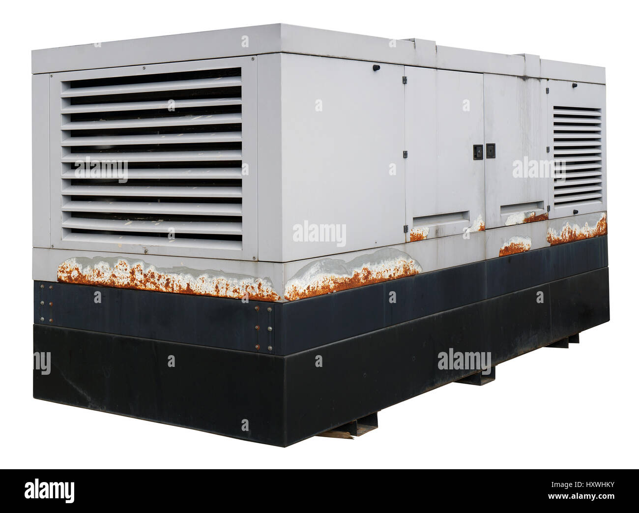 Metal rusted container with the industrial conditioner on a roof of the ...