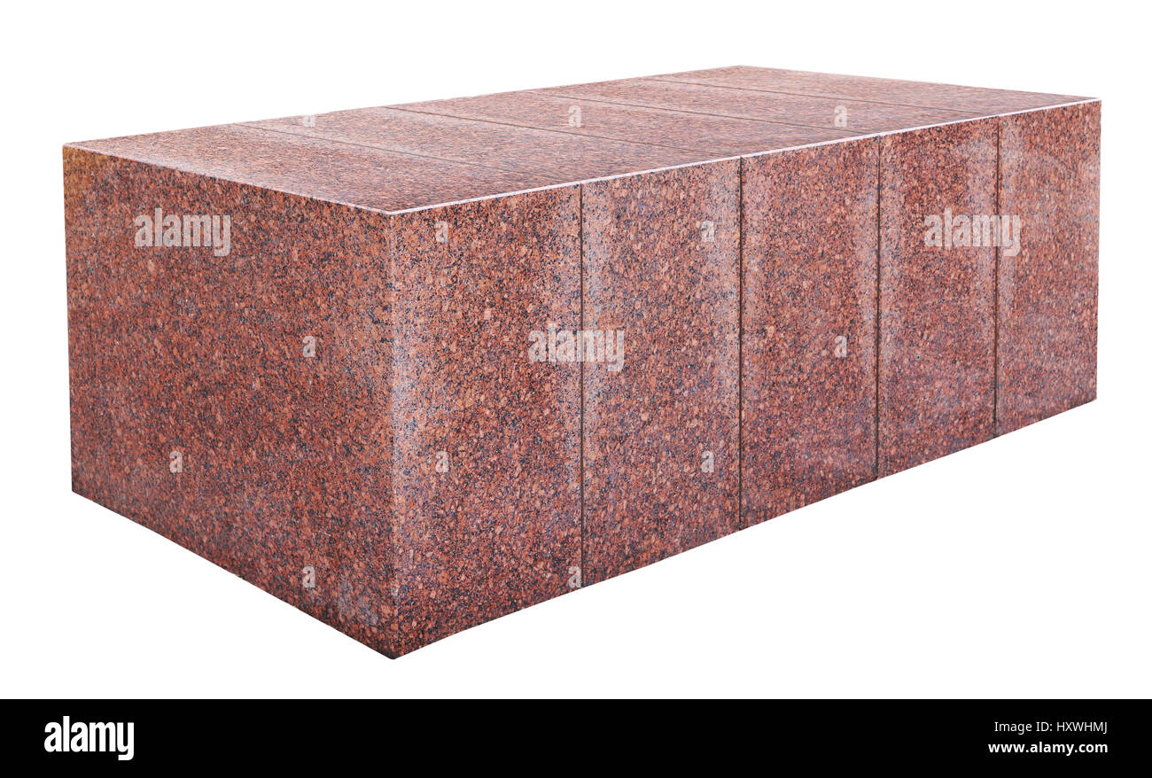 The big rectangular street solid block from red granite. Isolated on ...