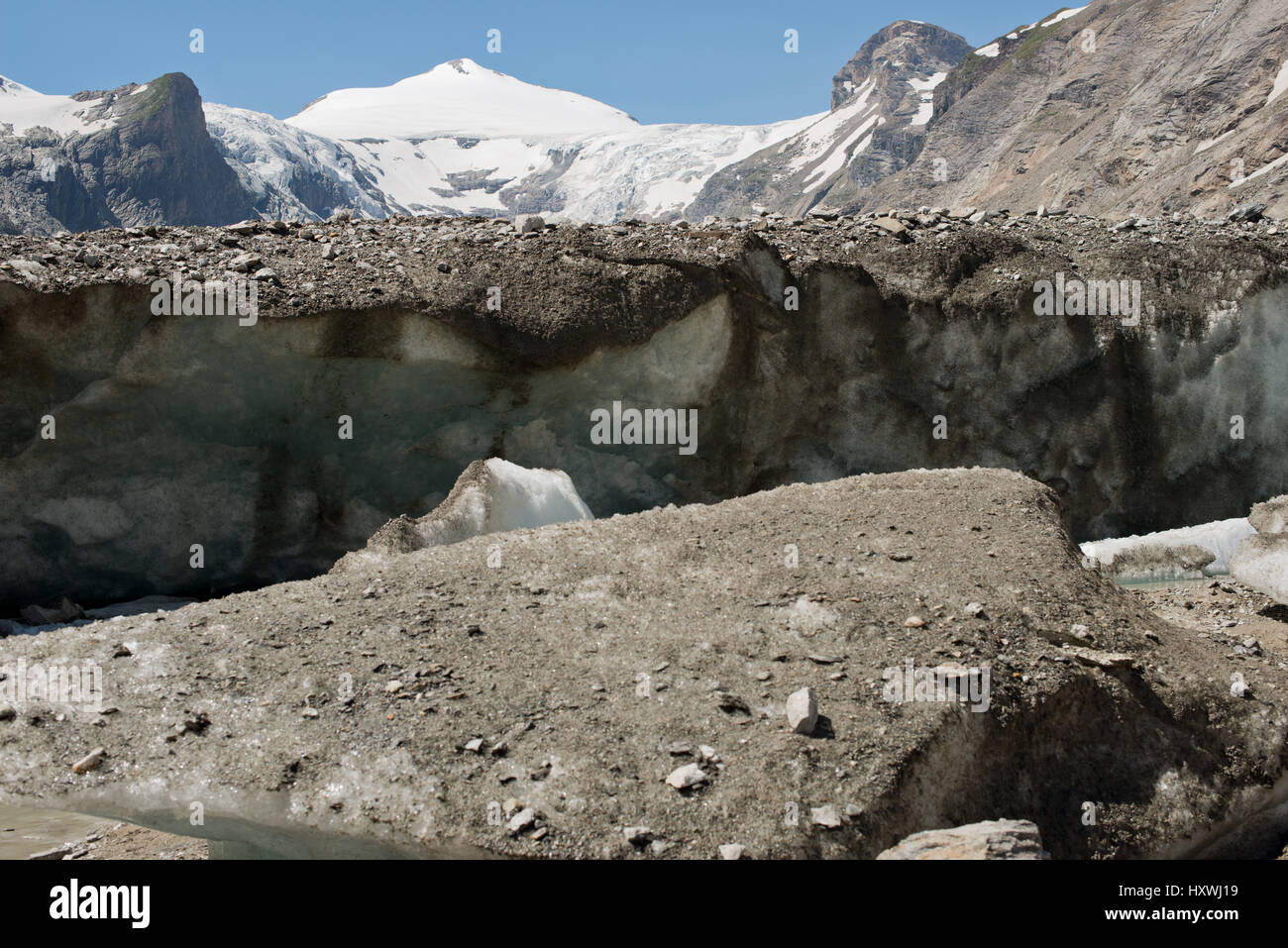 die Gletscherzunge der Pasterze am Großglockner in Heiligenblut ...