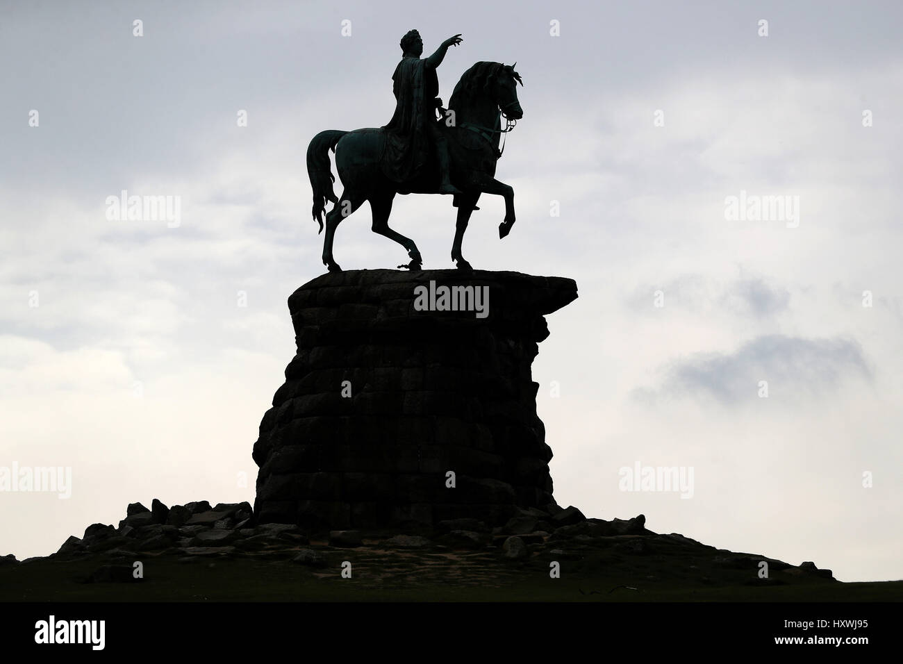 General view of the Copper Horse Statue, depicting King George III, in ...
