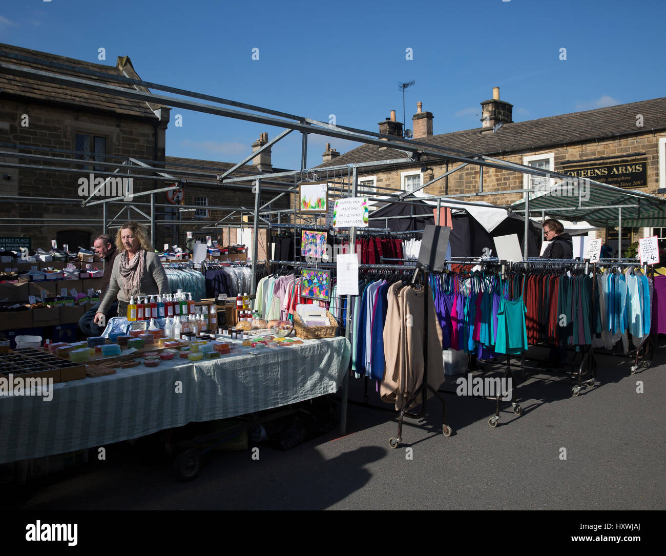 Weekly Market stalls in Bakewell Derbyshire Stock Photo - Alamy