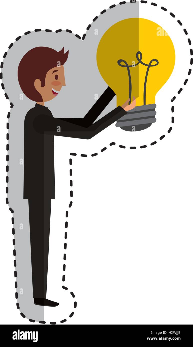 businessman with bulb avatar character icon vector illustration design ...