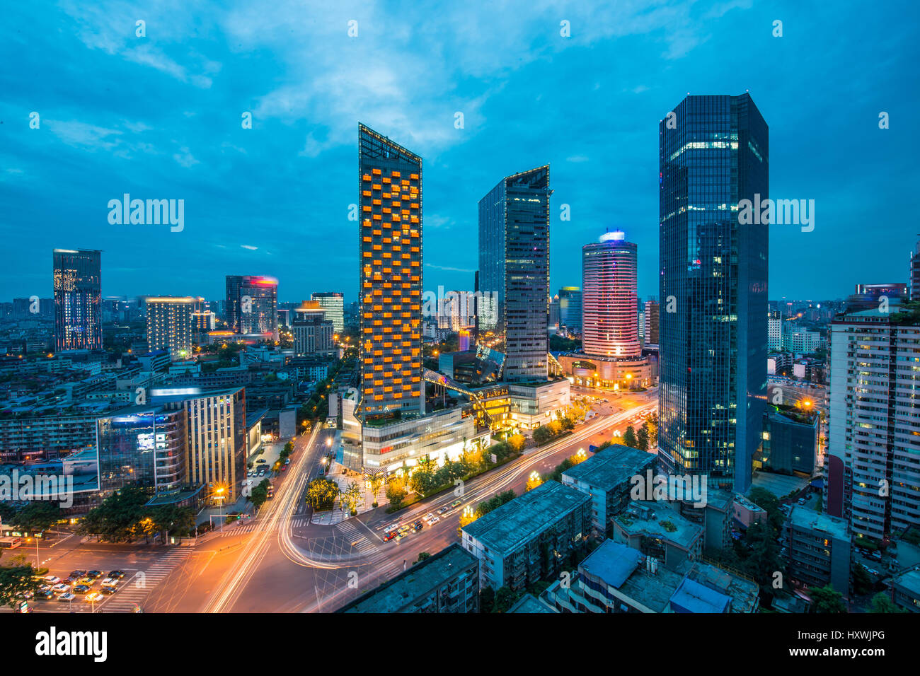 Night views of Chengdu city,Sichuan Province,China Stock Photo - Alamy