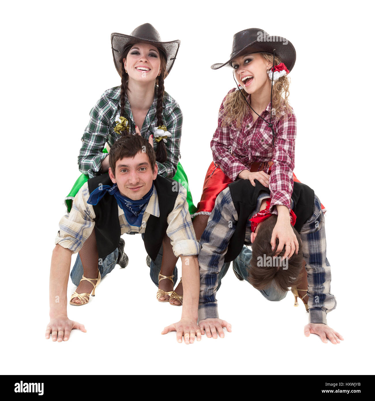 cabaret dancer team dressed in cowboy costumes Stock Photo - Alamy