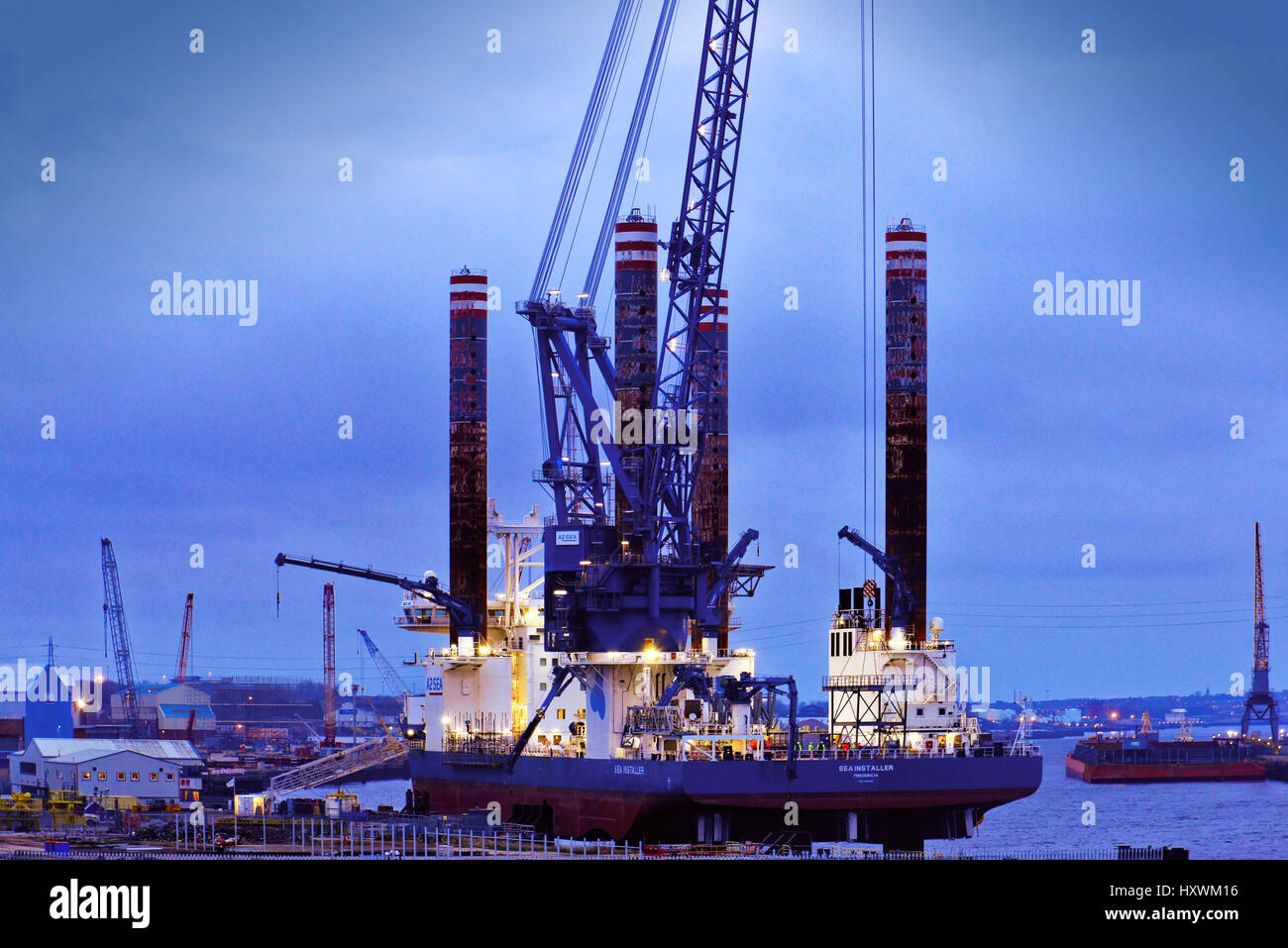 Sea Installer A2SEA jack up rig wind turbine installer Stock Photo - Alamy