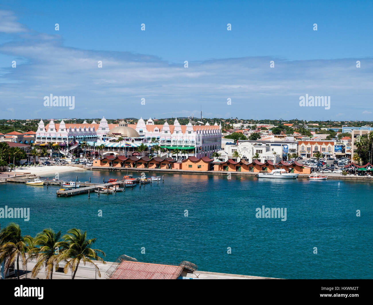 Aruba -The capital Orangestad from the Harbour in the Caribbean Stock ...