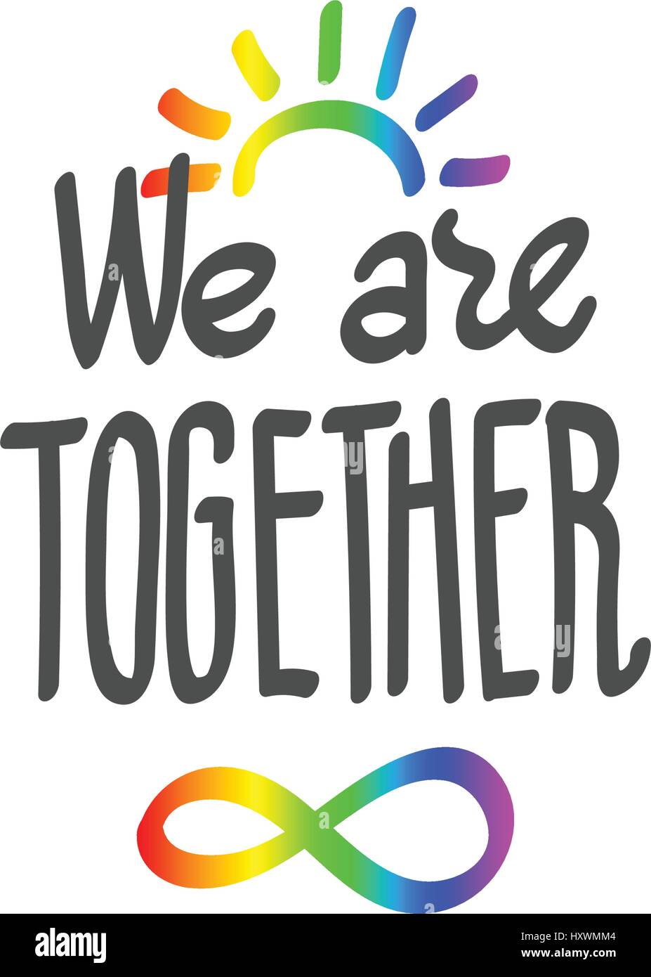 World Autism Awareness Day, April 2, 2017. We are together. Lettering ...
