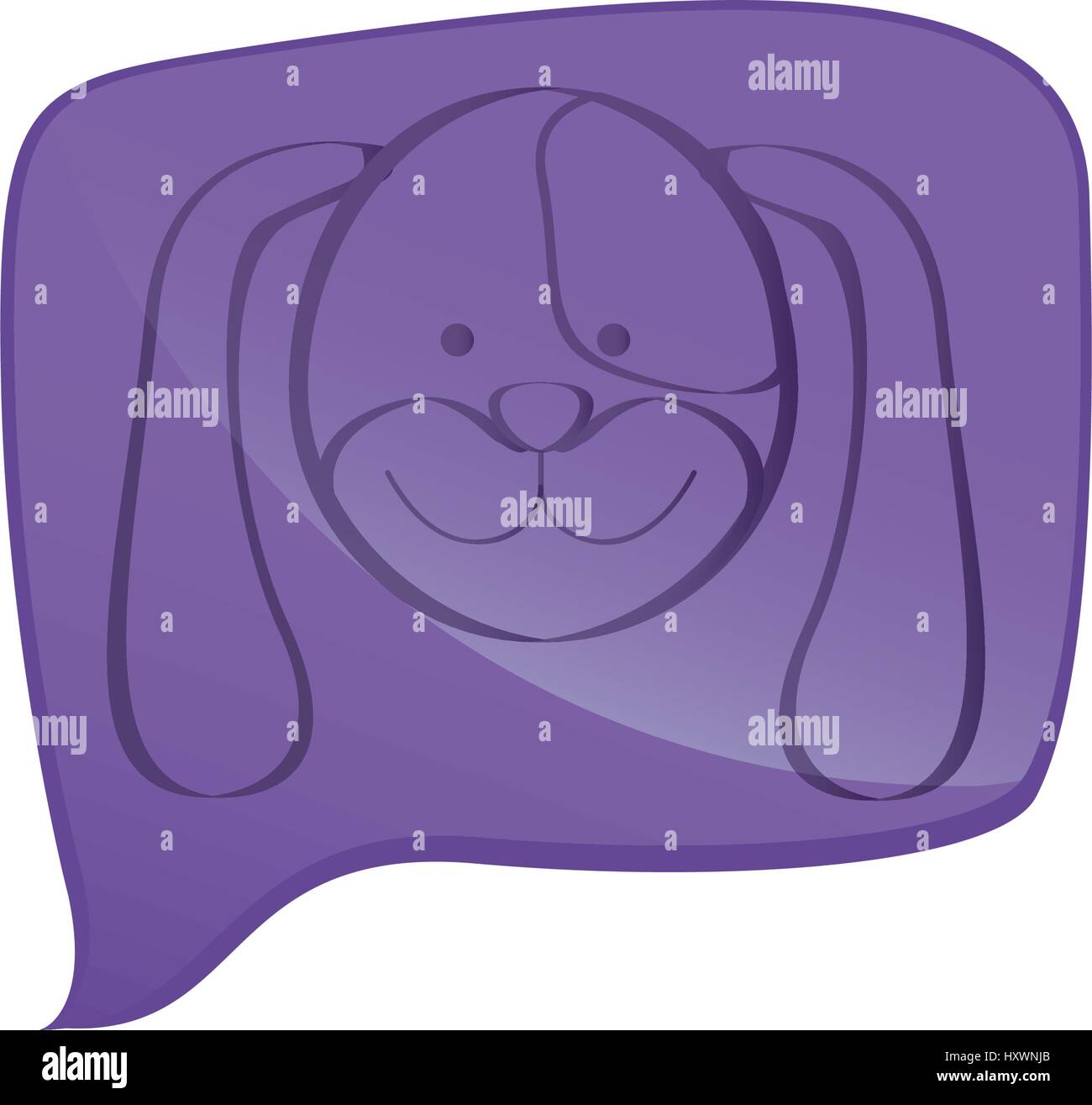 purple square chat bubble with dog animal inside Stock Vector Image ...
