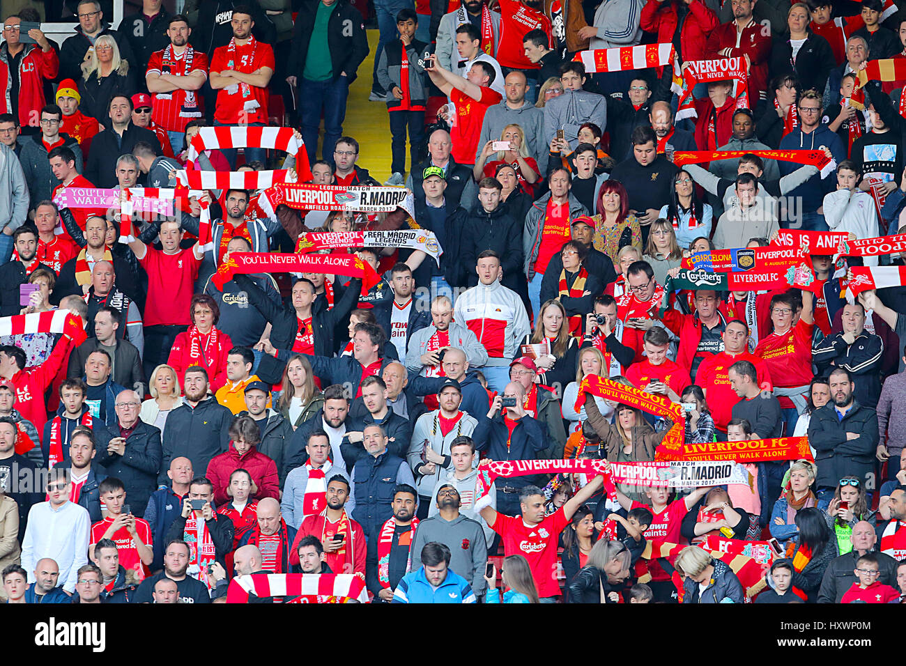 Liverpool fans in the stands Stock Photo - Alamy