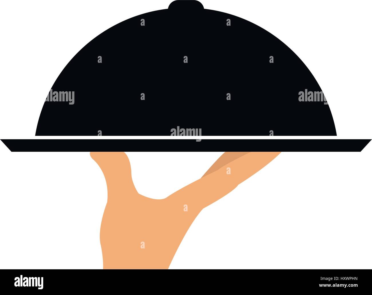 illustrated with hand icon tray on a white background in vector Stock ...