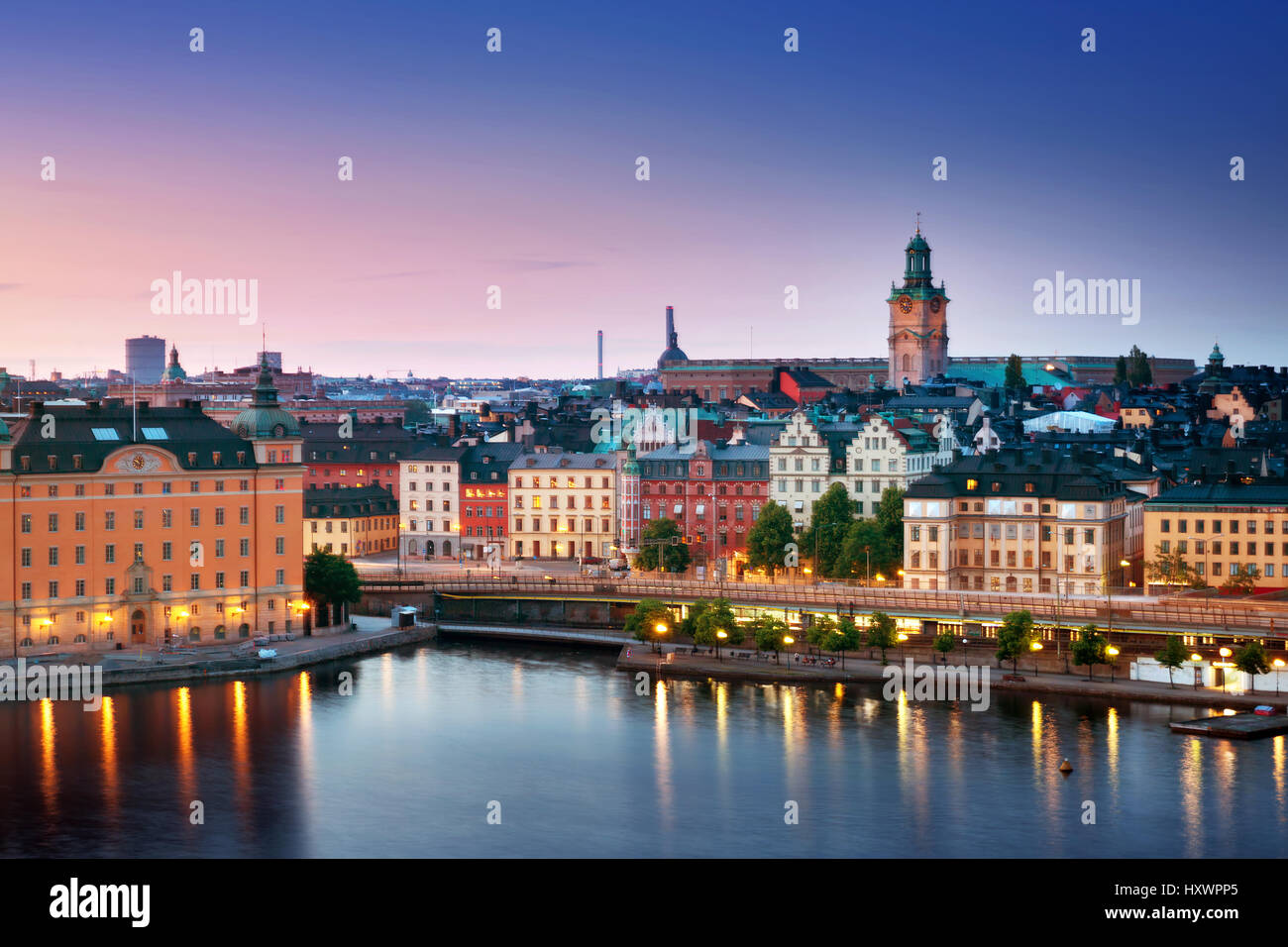 Stockholm at night in summer Stock Photo - Alamy