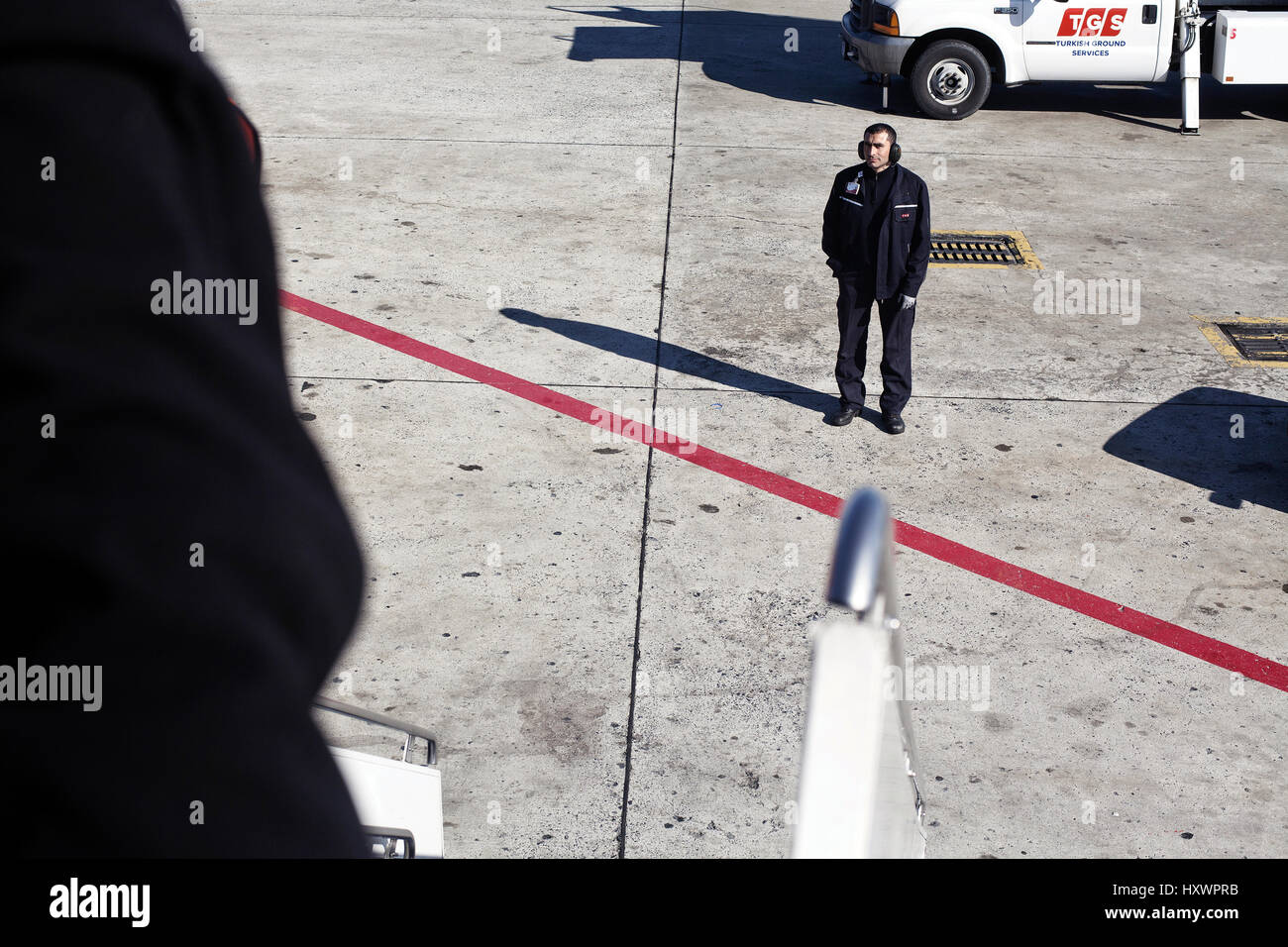 A Turkish Airline Ground Service staff in Istanbul Airport, Turkey ...