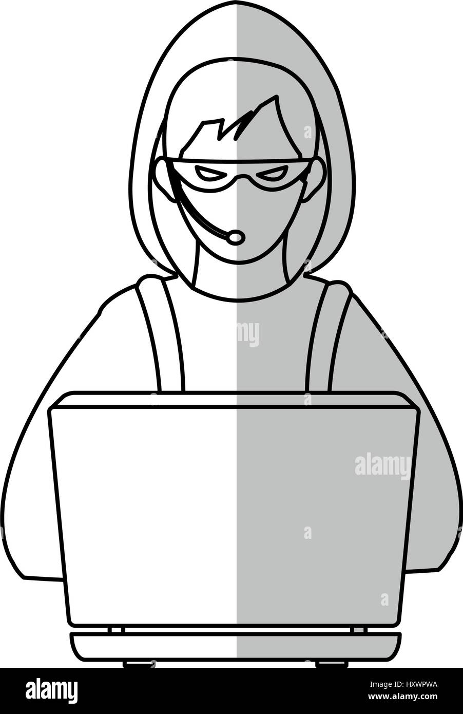hacker man cartoon icon over white background. vector illustration ...