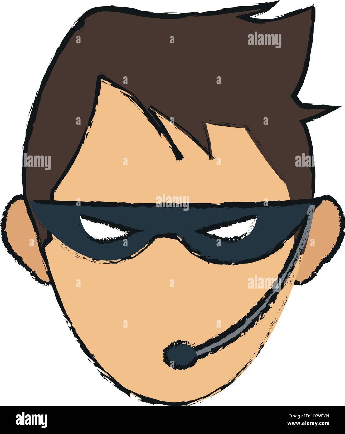hacker man cartoon icon over white background. vector illustration ...