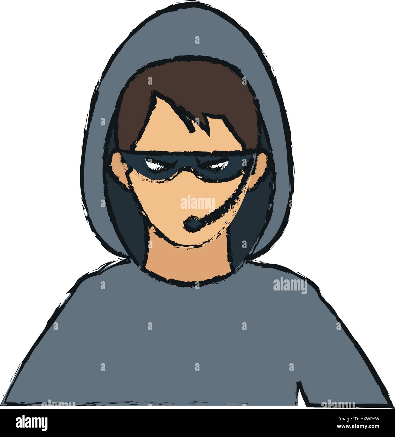 hacker man cartoon icon over white background. vector illustration ...