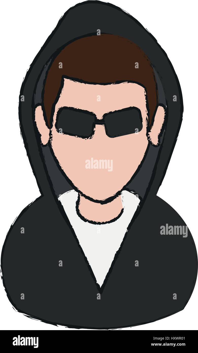 hacker man cartoon icon over white background. vector illustration ...