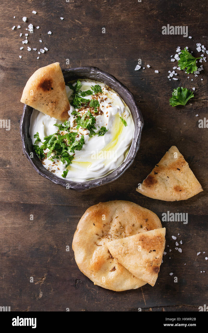 labneh fresh lebanese cream cheese dip Stock Photo - Alamy