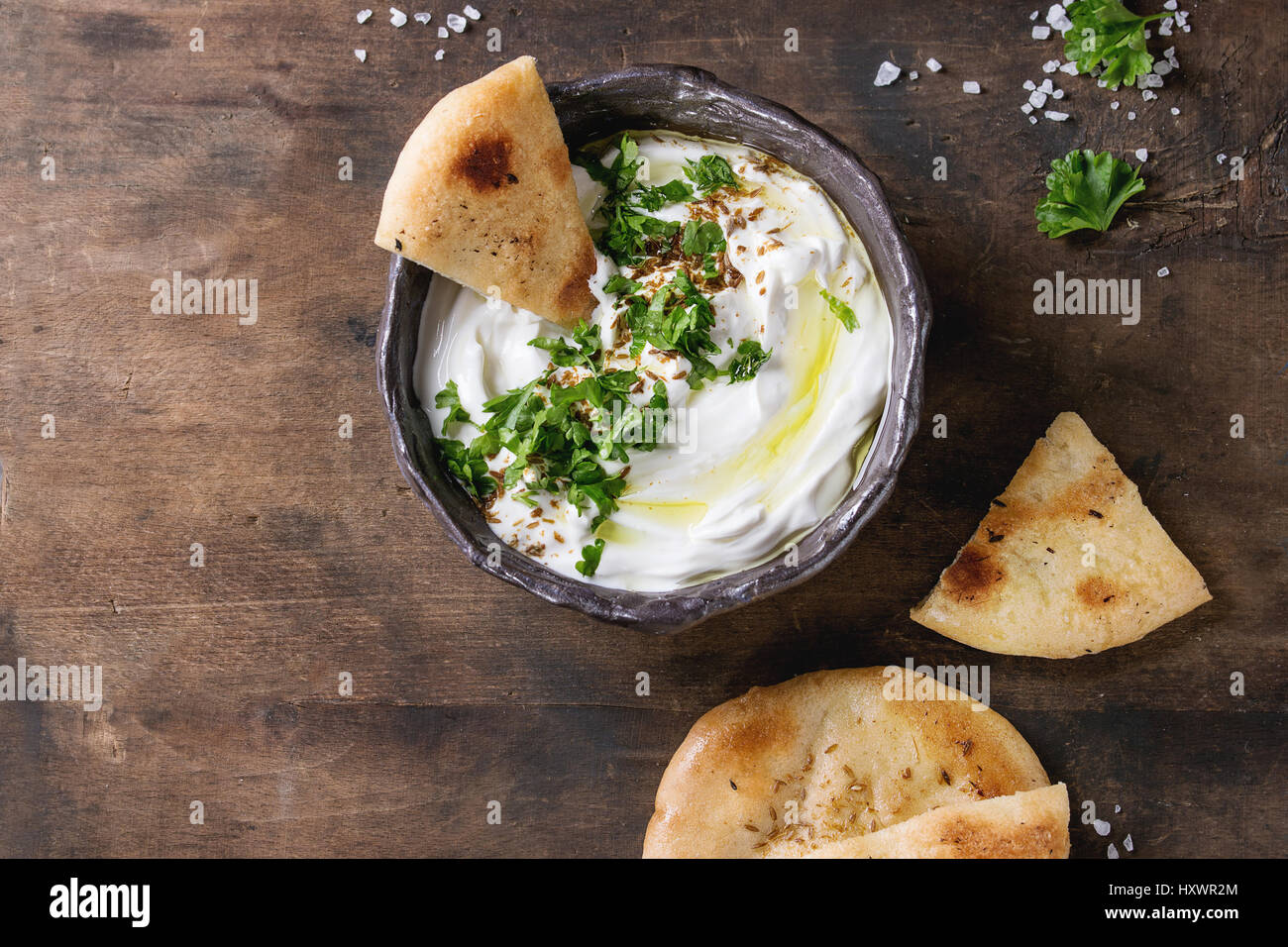 labneh fresh lebanese cream cheese dip Stock Photo - Alamy