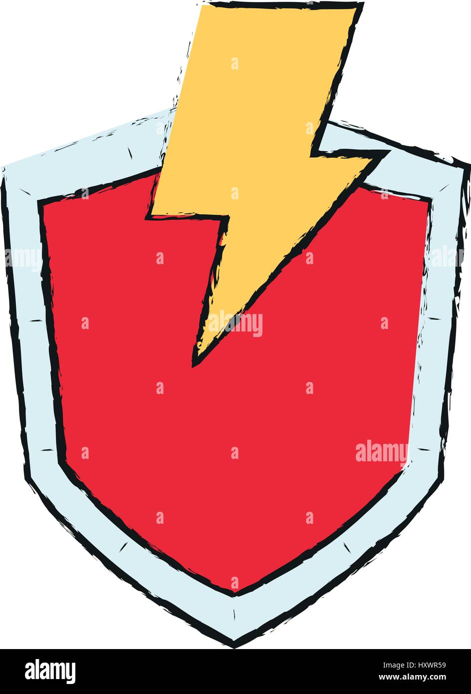 shiedl with bolt icon over white background. cyber security design ...