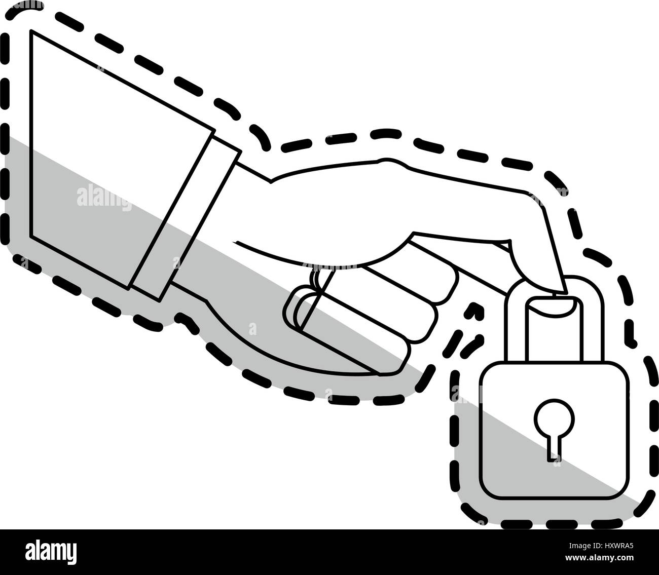 hand holding safety lock icon image vector illustration design Stock ...